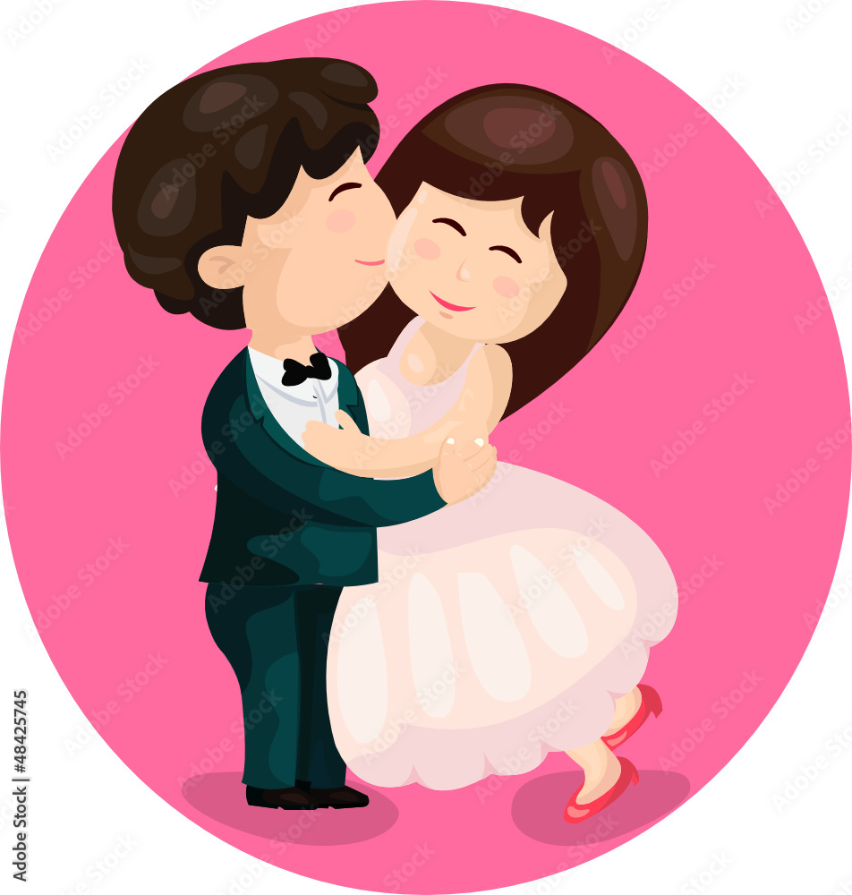 cartoon cute couple kissing Stock Vector | Adobe Stock