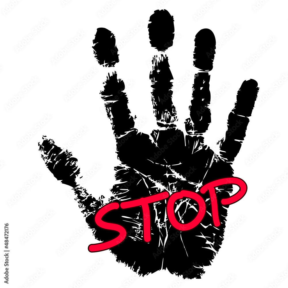 Hand print with stop sign Stock Vector | Adobe Stock