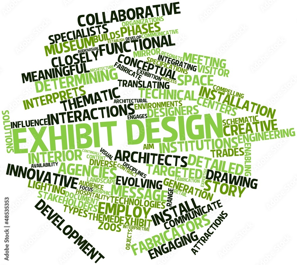 Word cloud for Exhibit design Stock Illustration | Adobe Stock