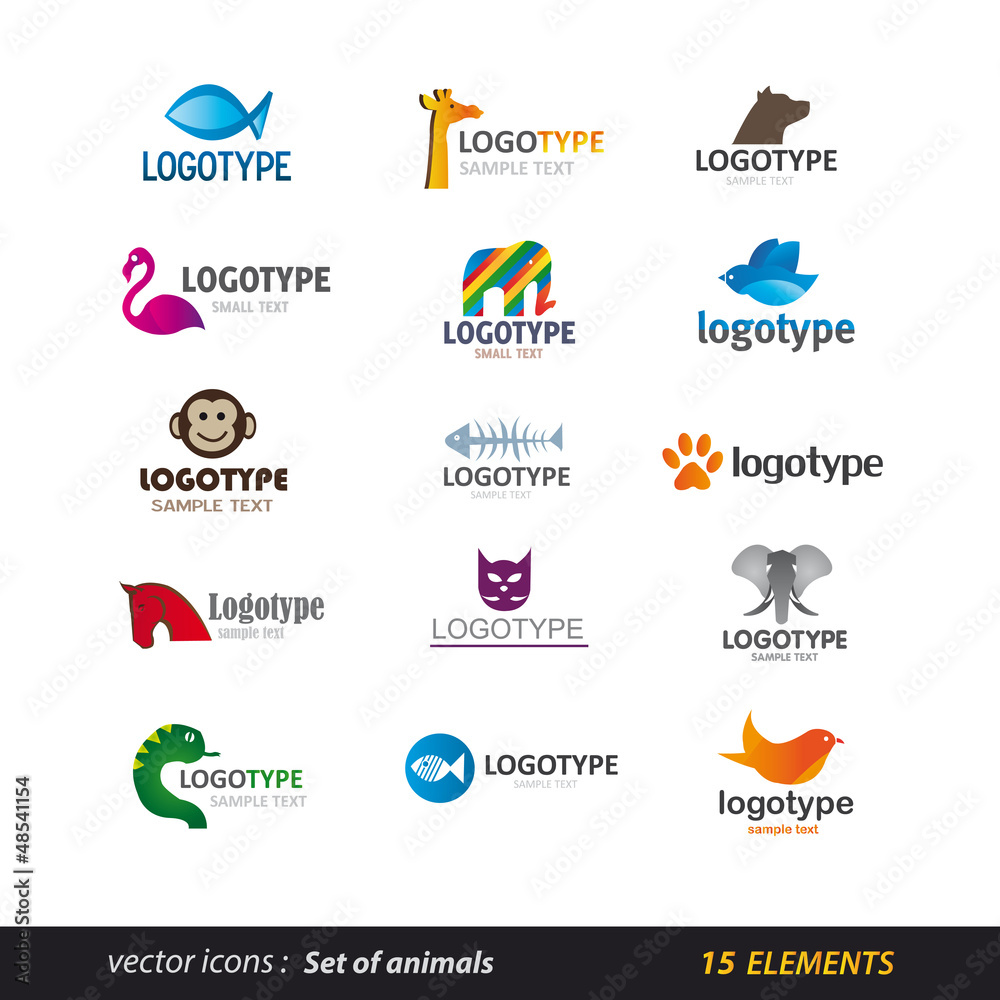 animal logo set Stock Vector | Adobe Stock