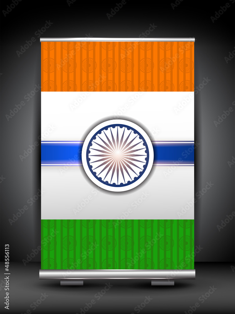 Indian flag background on roll up stand. EPS 10. Stock Vector | Adobe Stock