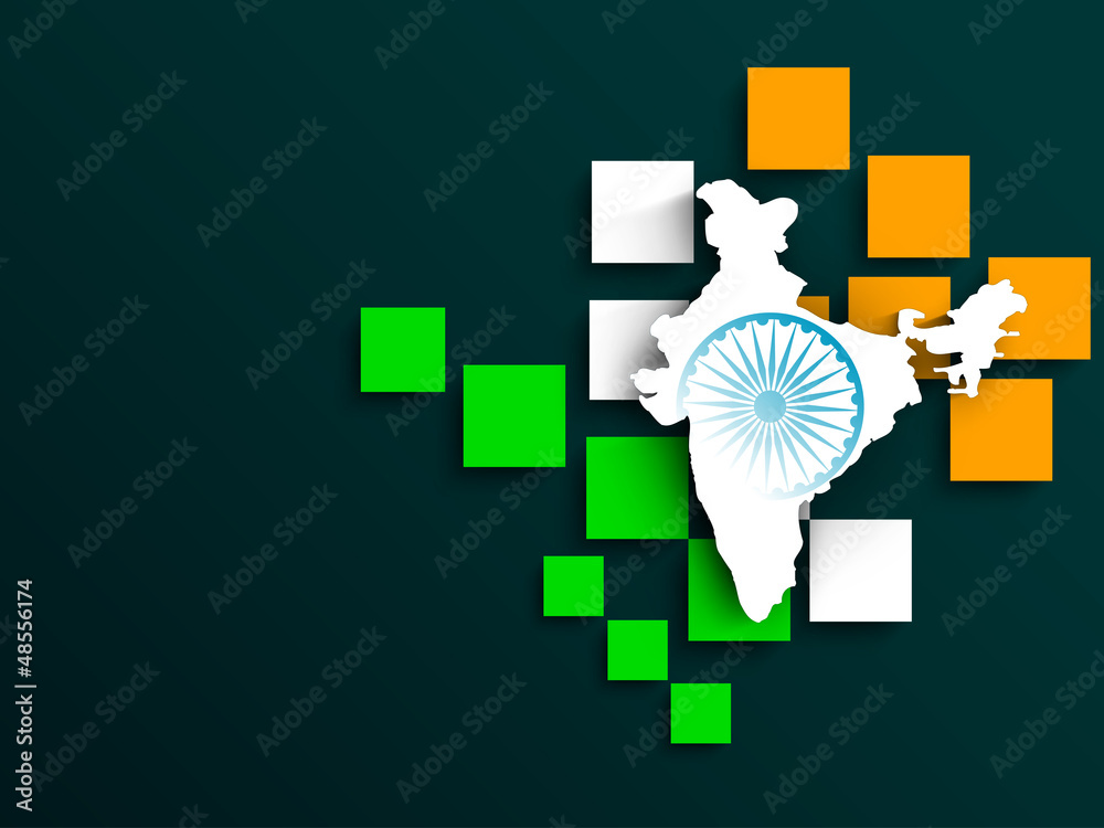 Indian flag color creative background with India Map. EPS 10. Stock ...