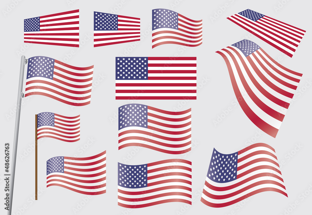 set of United States flags vector illustration Stock Vector | Adobe Stock