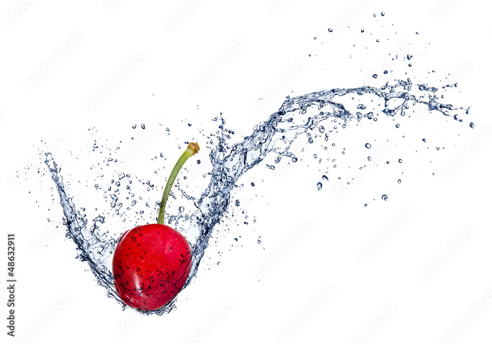 Cherry in water splash, isolated on white background Stock Photo ...