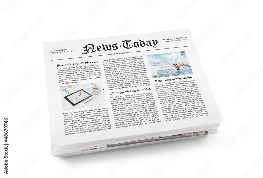 Newspaper with fresh news Stock Photo | Adobe Stock