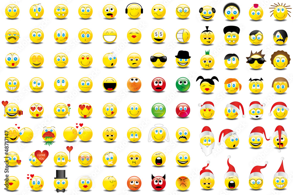 Smilies Smiley Emoticon faces icon set 7 Stock Vector | Adobe Stock