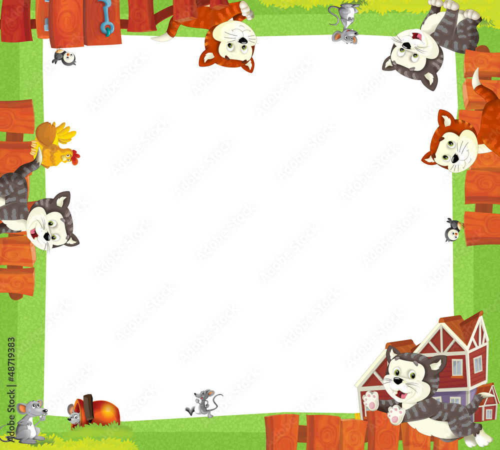 Cartoon farm frame - illustration for the children Stock Illustration ...