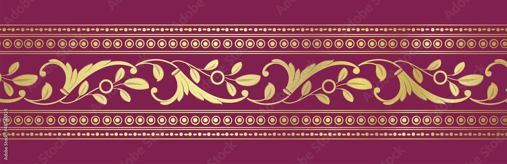 traditional paisley floral border, textile , Rajasthan, royal India ...