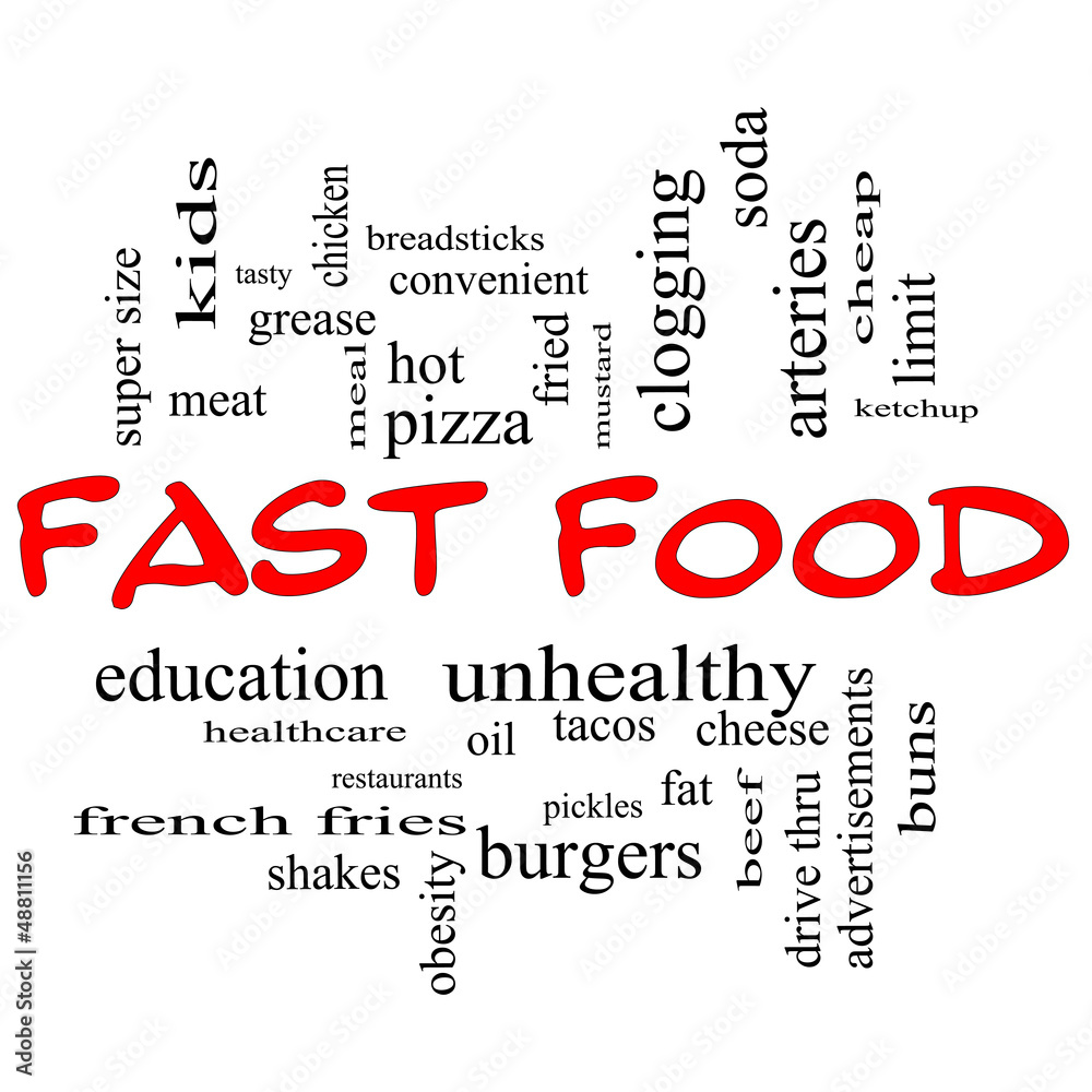 Fast Food Word Cloud Concept in red Capital letters Stock Photo | Adobe ...