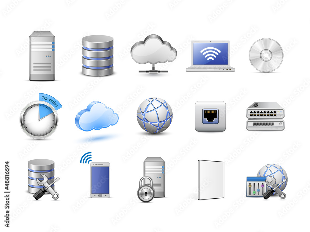 Network devices and computing icons Stock Vector | Adobe Stock