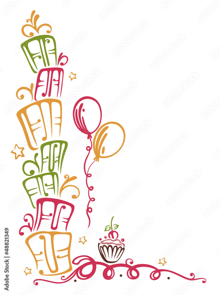 Geburtstag, Geschenke, birthday, Ranke Stock-Vektorgrafik | Adobe Stock