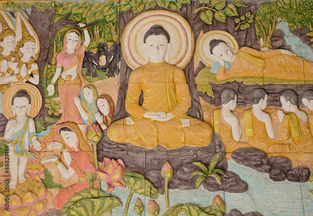 Buddha's Biography in ancient stone inscription (over 100 years) Stock ...