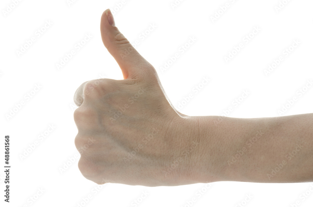 Side view of a female hand showing thumbs up sign Stock Photo | Adobe Stock