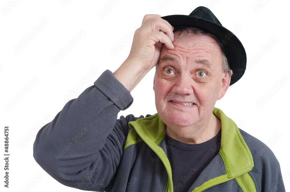 homme qui se gratte la tête sur fond blanc Photos | Adobe Stock