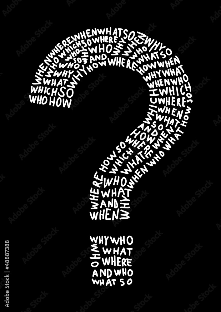 Hand drawn question mark made of question words. Stock Vector | Adobe Stock