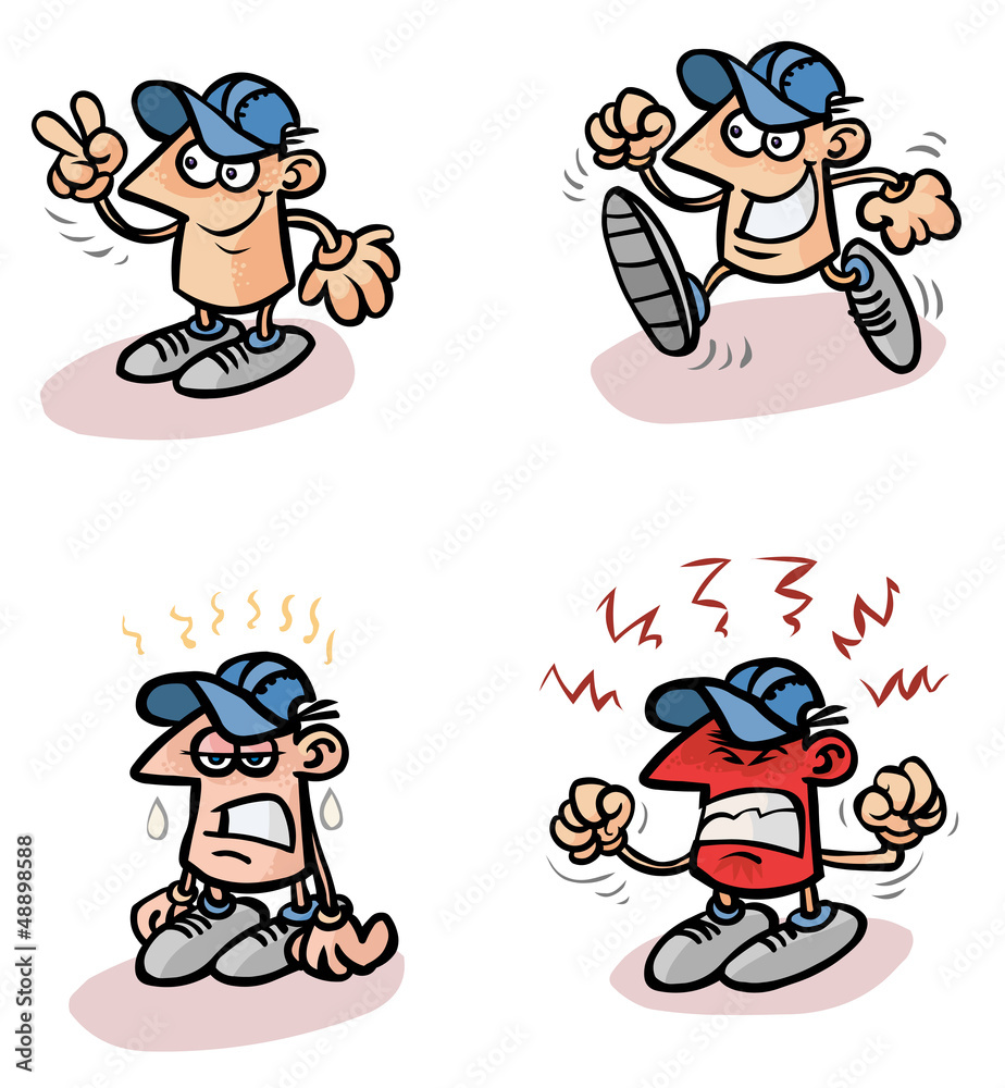 Cartoon character in different moods and positions. Stock Vector ...