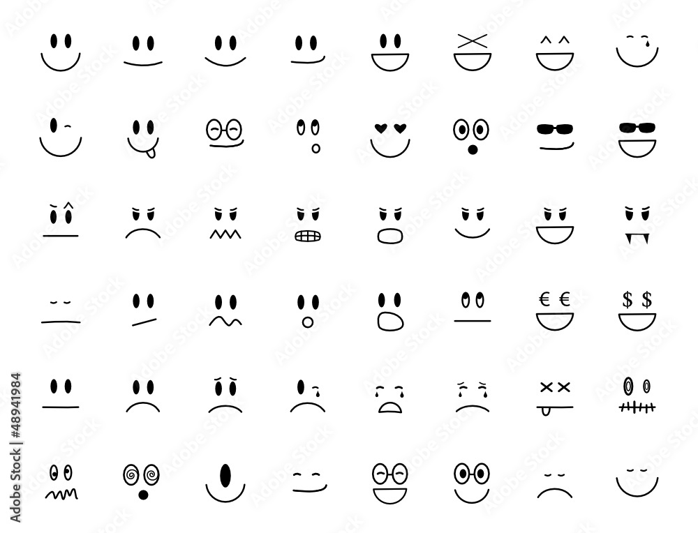Smiley Icon Set Stock Vector | Adobe Stock