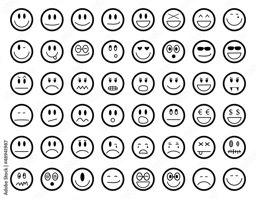 Smiley Icon Set Stock Vector | Adobe Stock