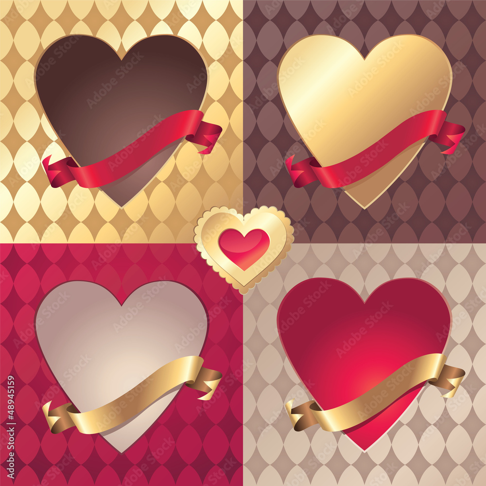 vector Valentine heart banner and ribbon tag collection Stock Vector ...