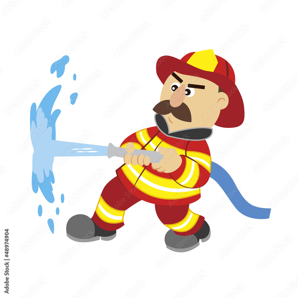 an illustration of cartoon fireman ,vector Stock Vector | Adobe Stock