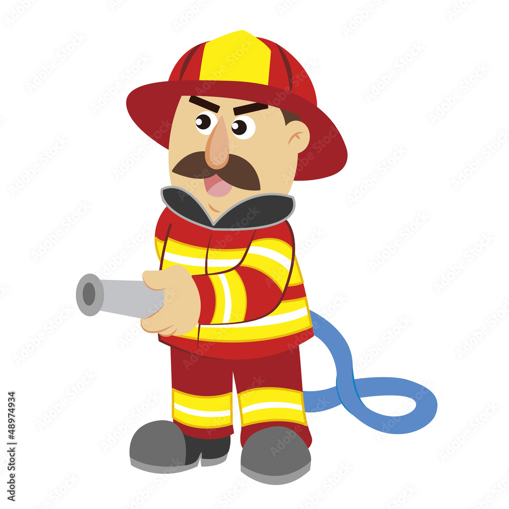 an illustration of cartoon fireman ,vector Stock Vector | Adobe Stock