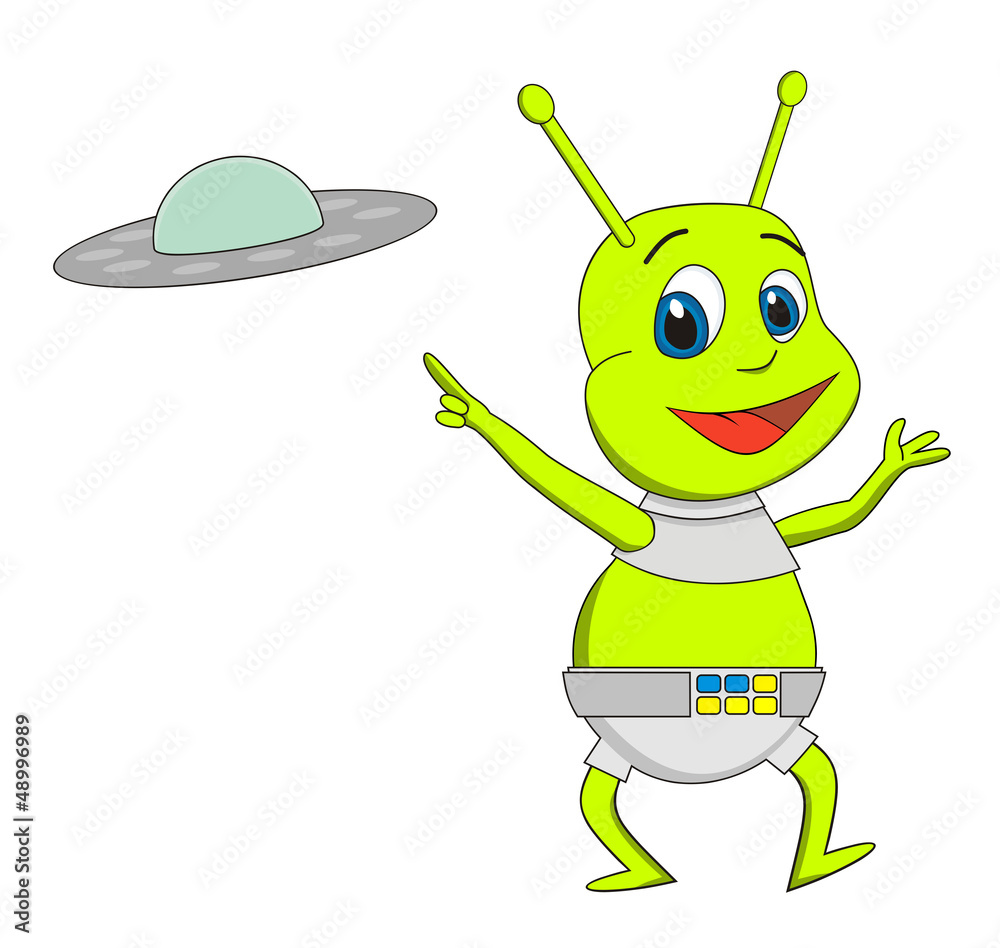 Alien cartoon vector illustration Stock Illustration | Adobe Stock