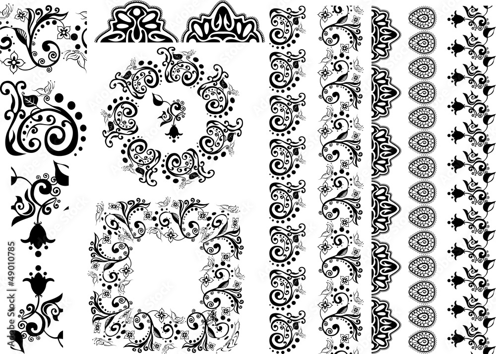 floral design borders, brushes Stock Vector | Adobe Stock