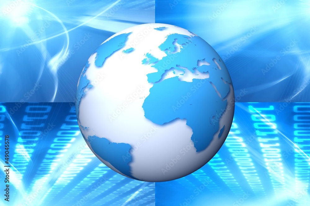 Globus, Weltkarte, Erde, blau, Map, digitaler Hintergrund Stock ...