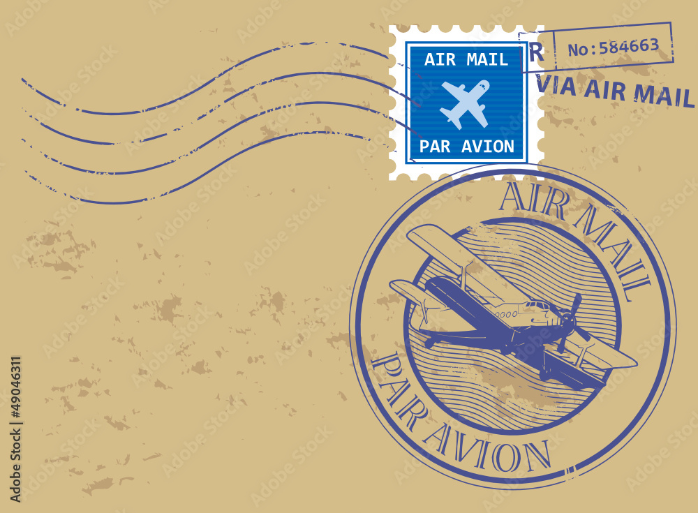 Grunge rubber stamp set with text air mail, par avion, vector Stock ...