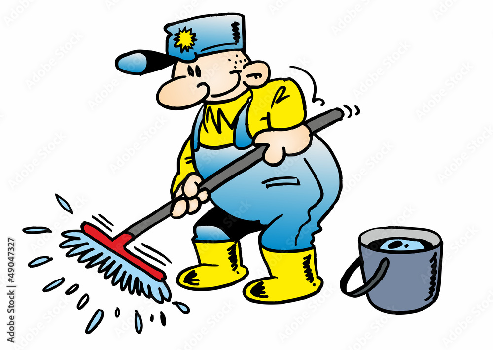 Putzender Mann Stock Illustration | Adobe Stock