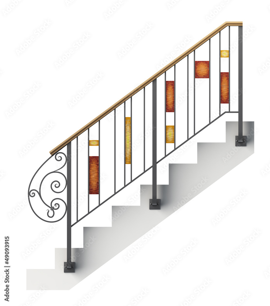 Wrought iron stairs railing Stock Illustration | Adobe Stock