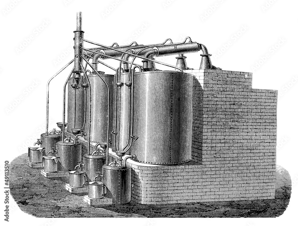 Oil Distillation Appliance - Distillation Petrole - 19th century Stock ...
