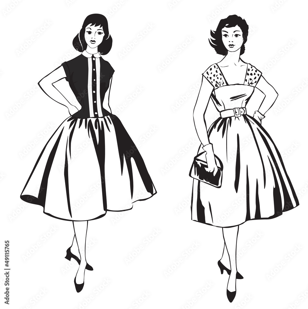 70 S Fashion Black And White Clipart