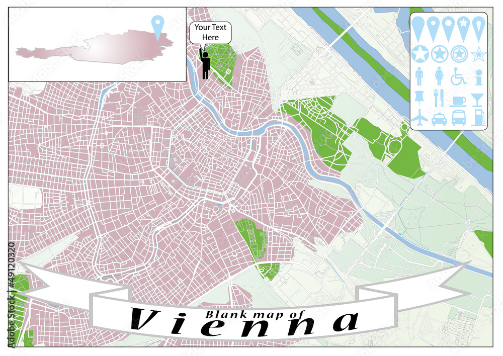 Blank map of Vienna Stock Vector | Adobe Stock