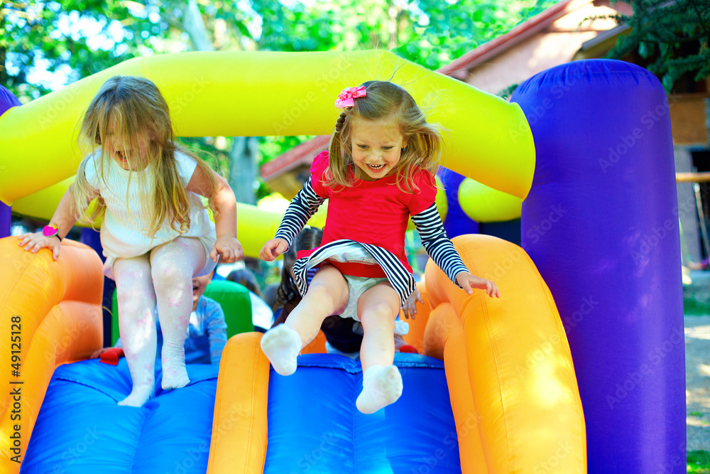 happy kids having fun on playground Stock Photo | Adobe Stock