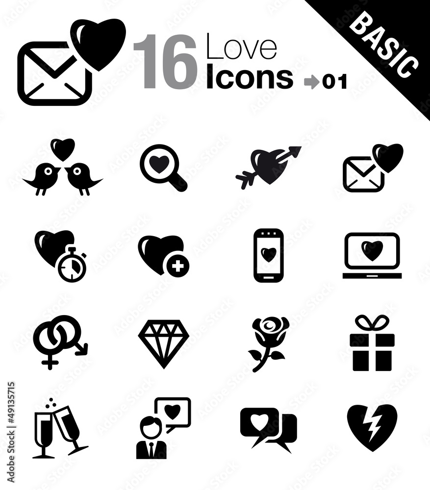 Basic - Love and Dating icons Stock Vector | Adobe Stock
