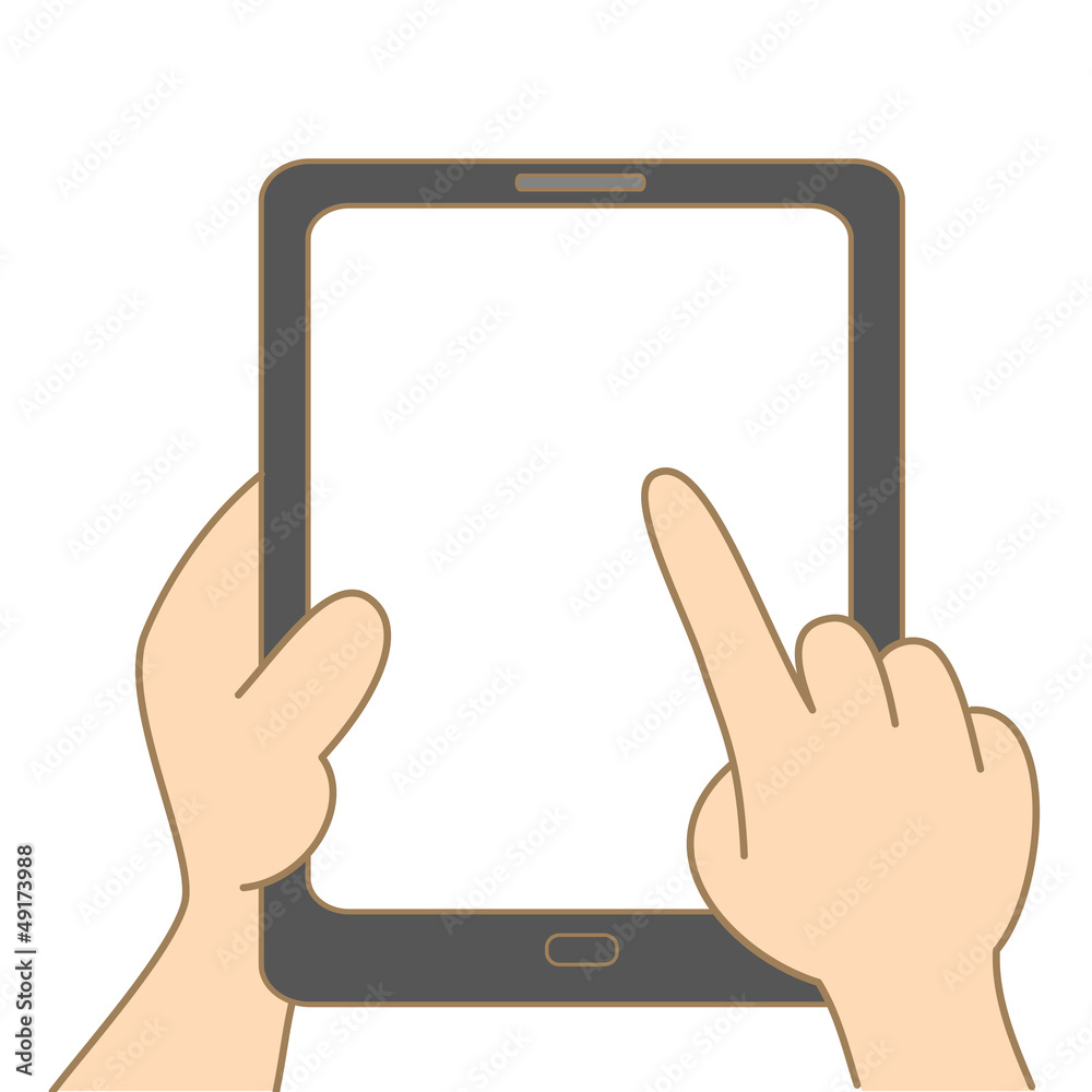 cartoon drawing of hand holding tablet Stock Vector | Adobe Stock