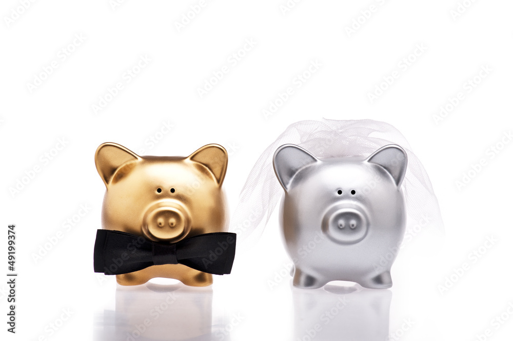 Marriage concept two cute pigs Stock Photo | Adobe Stock