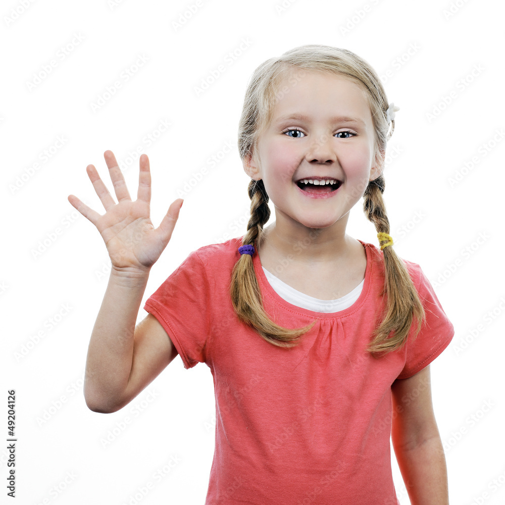 little girl showing her hand up Stock Photo | Adobe Stock
