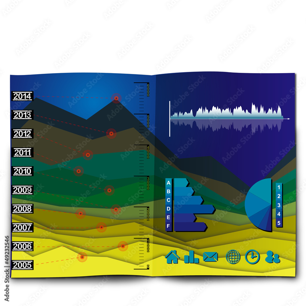 InfoGraphic Chart like a Mountain Landscape Stock Vector | Adobe Stock