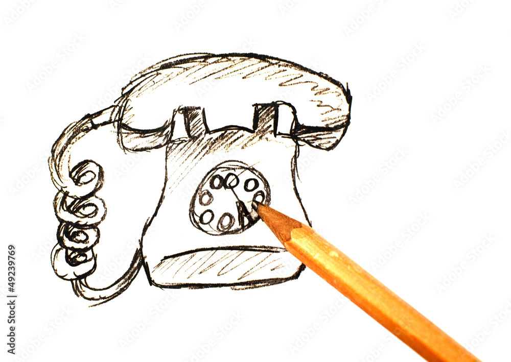 dessin de téléphone ancien Illustration Stock | Adobe Stock