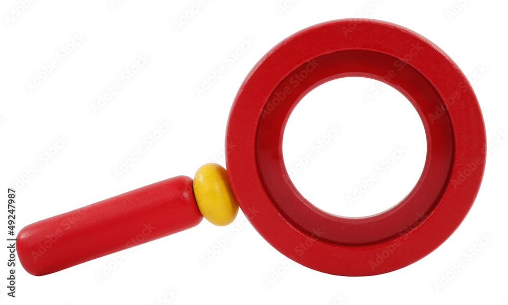 Red wooden magnifying glass toy Stock Photo | Adobe Stock