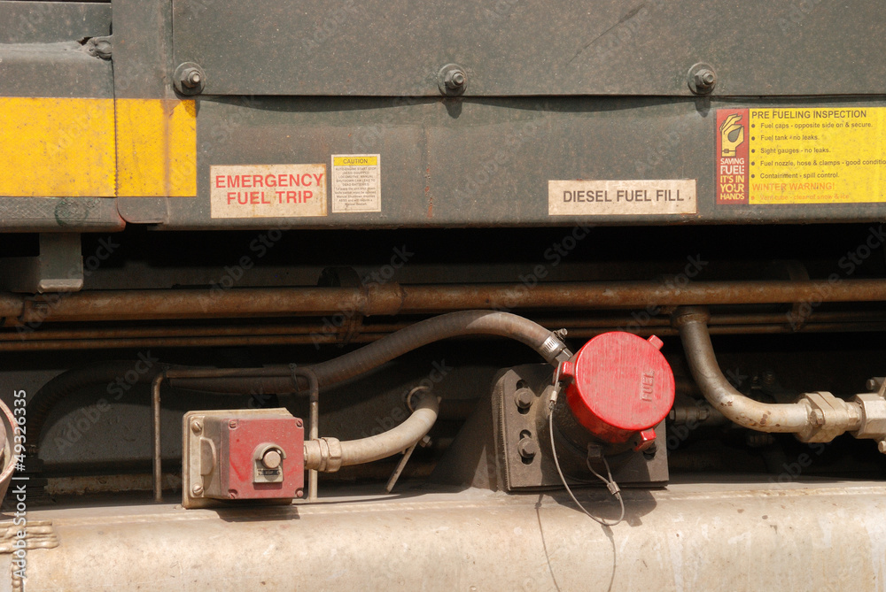 fuel shut off and fill on a railroad locomotive Stock Photo | Adobe Stock