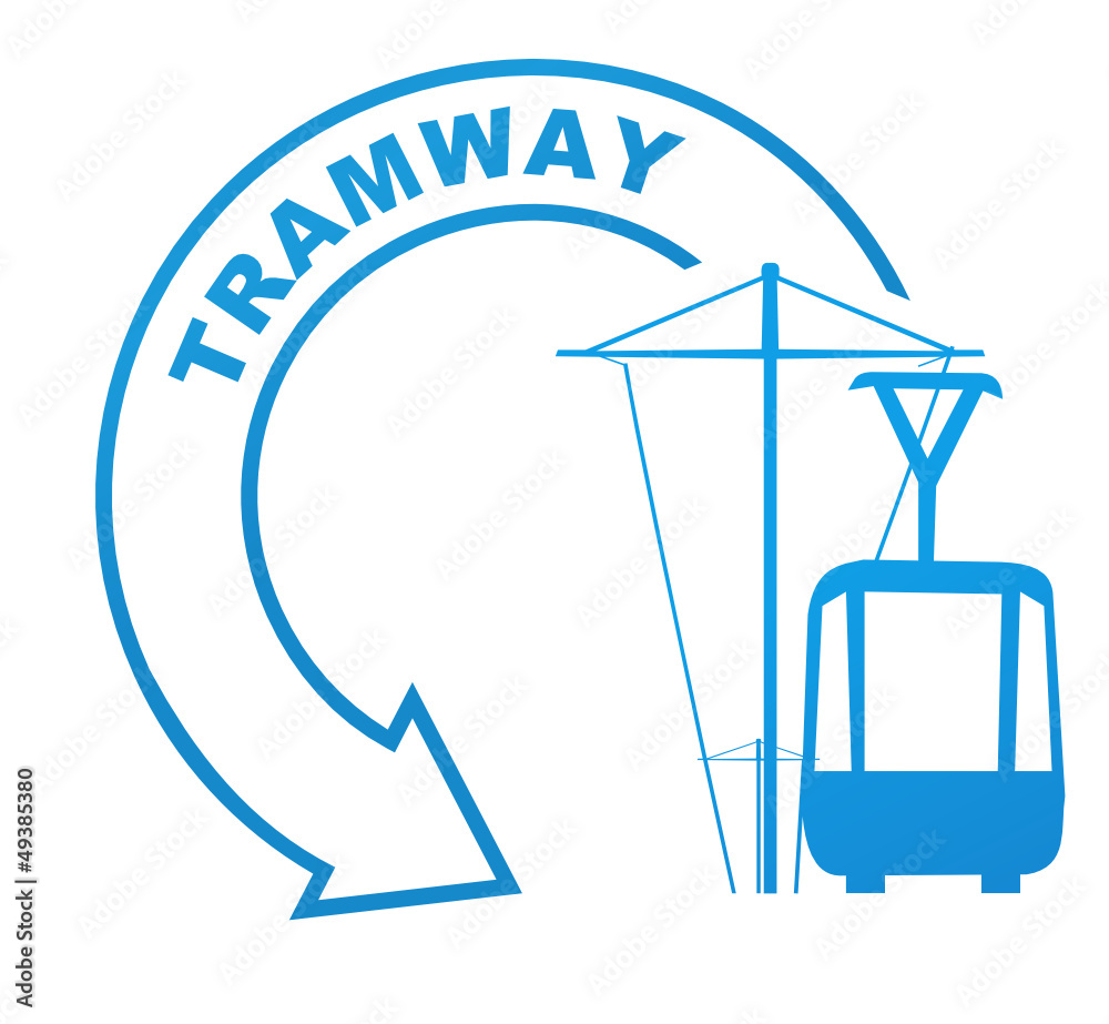 tramway sur symbole bleu Stock Vector | Adobe Stock