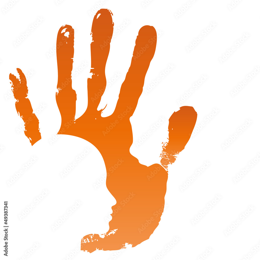 High resolution conceptual human hand print with woman face Stock ...