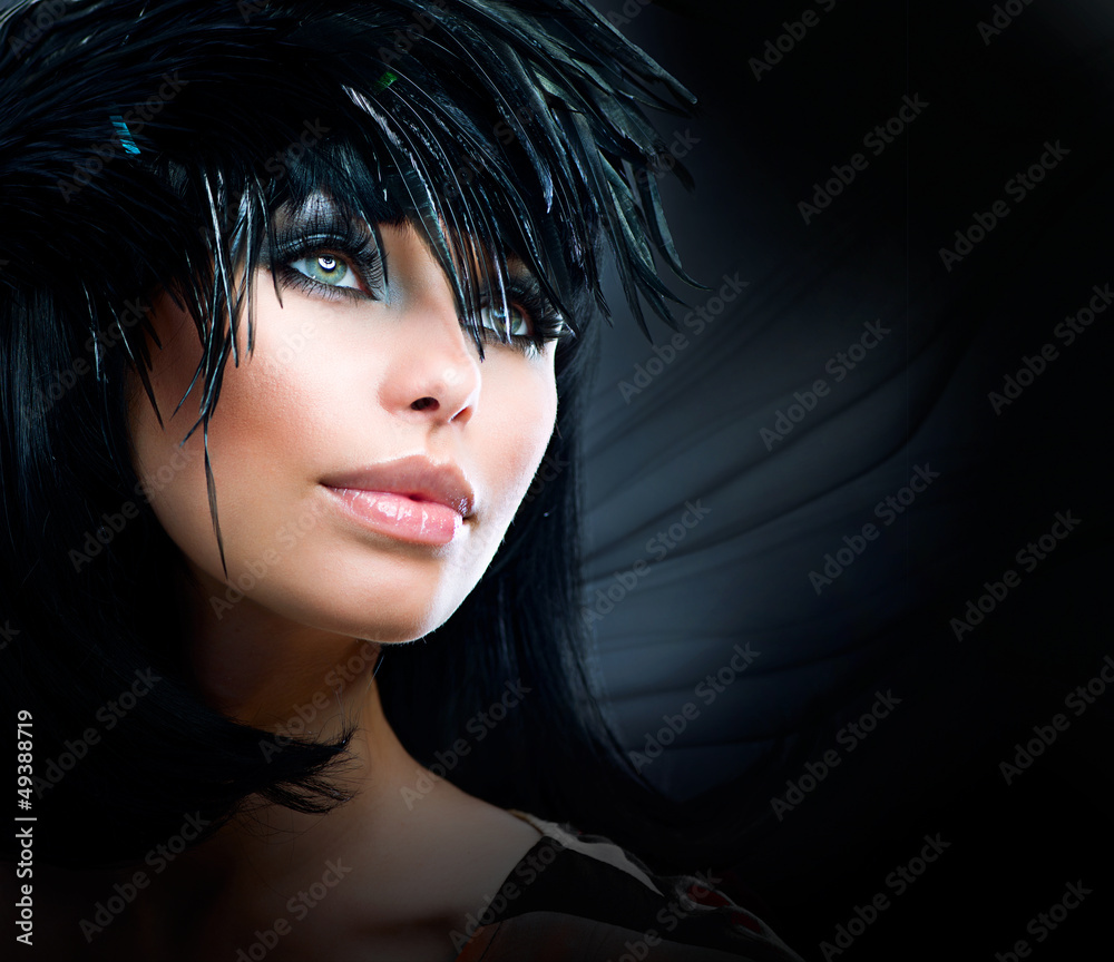 Fashion Art Portrait Of Beautiful Girl. Vogue Style Woman Stock Photo ...