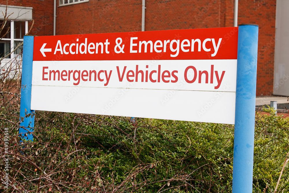 accident and emergency sign Stock Photo | Adobe Stock