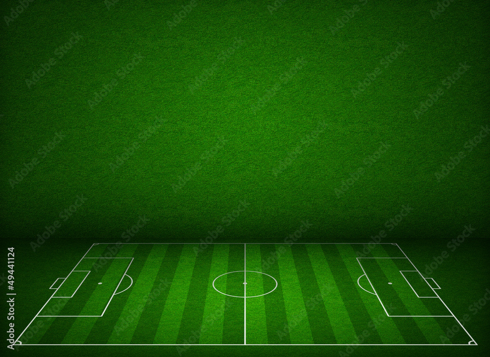 Soccer or football field or pitch side view with proper markings Stock ...