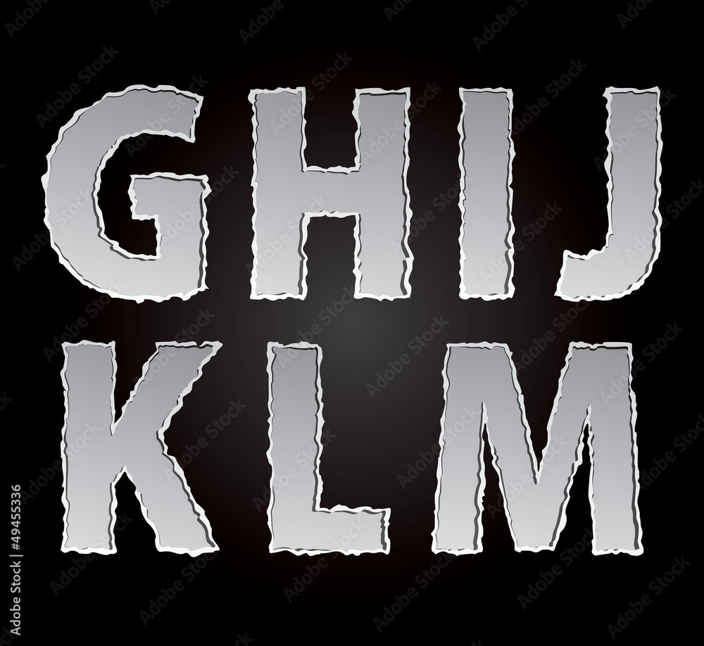 vector ripped torn paper alphabet part 2 Stock Vector | Adobe Stock