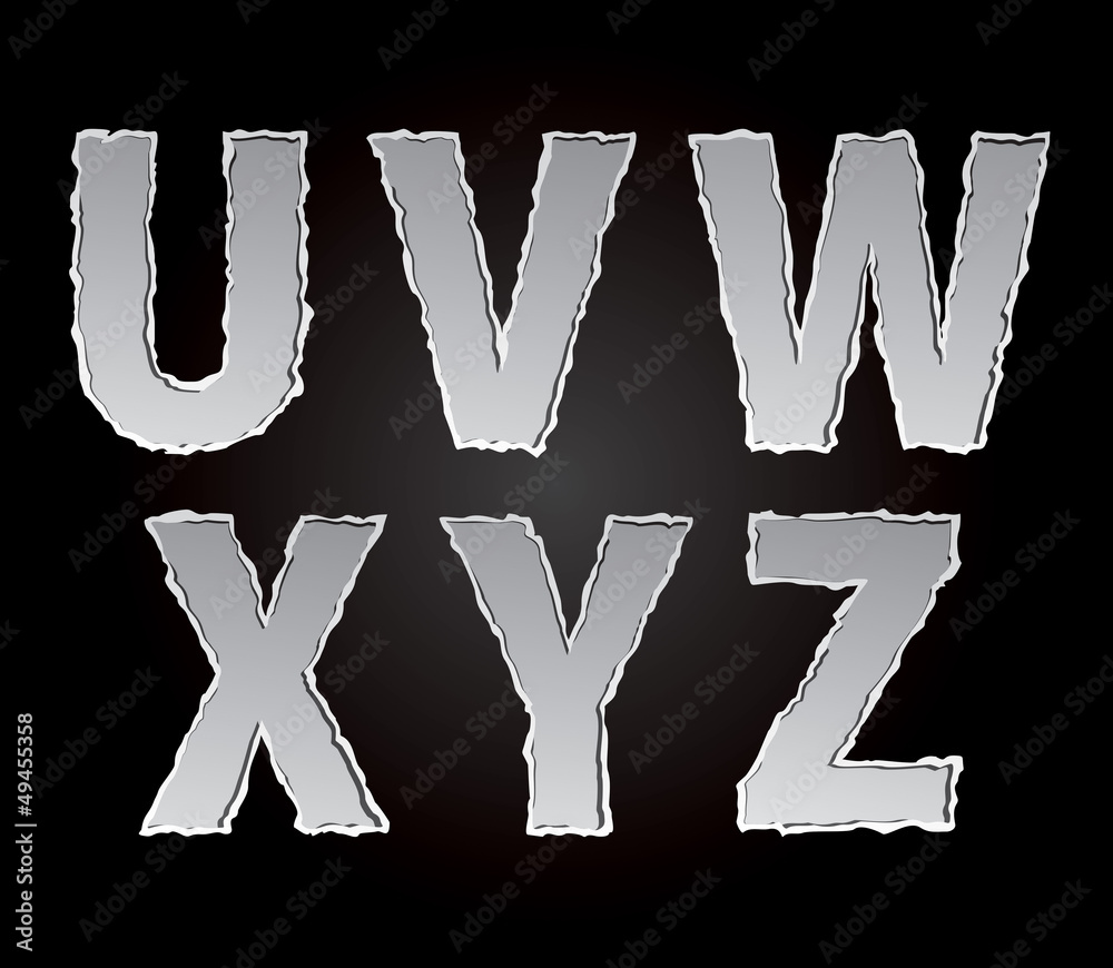 vector ripped torn paper alphabet part 4 Stock Vector | Adobe Stock
